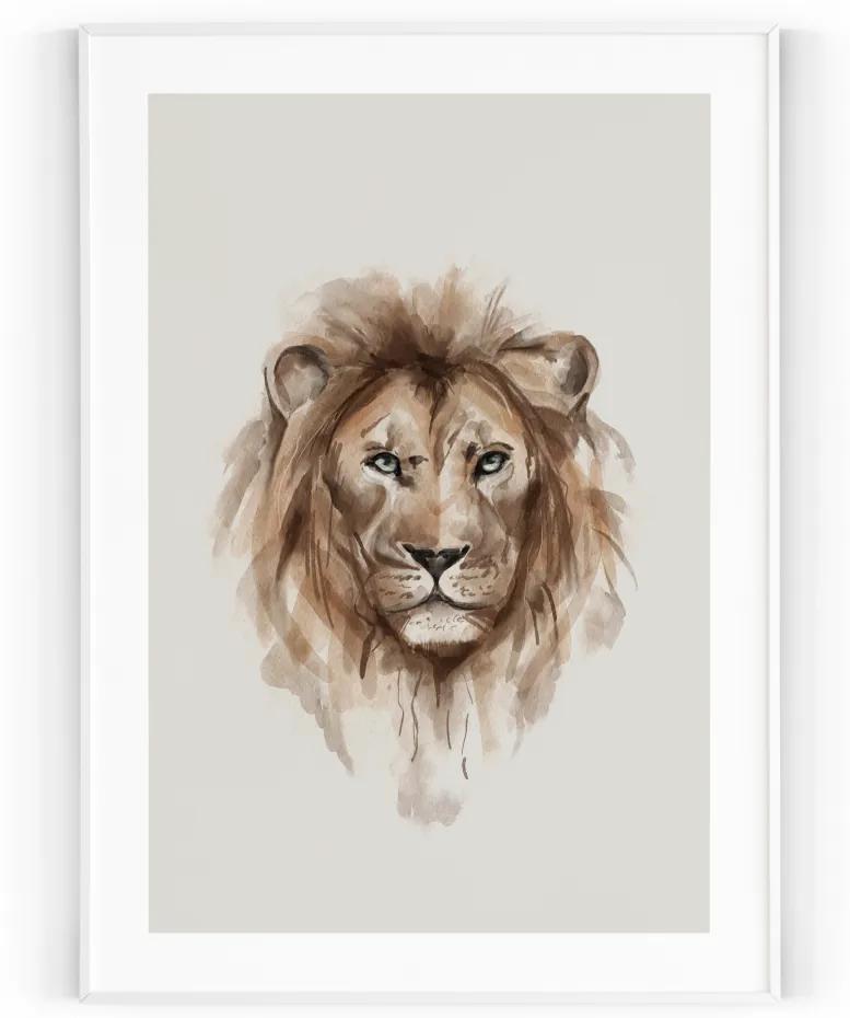 Plakát / Obraz Lion S okrajem Pololesklý saténový papír 210 g/m² A4 - 21 x 29,7 cm