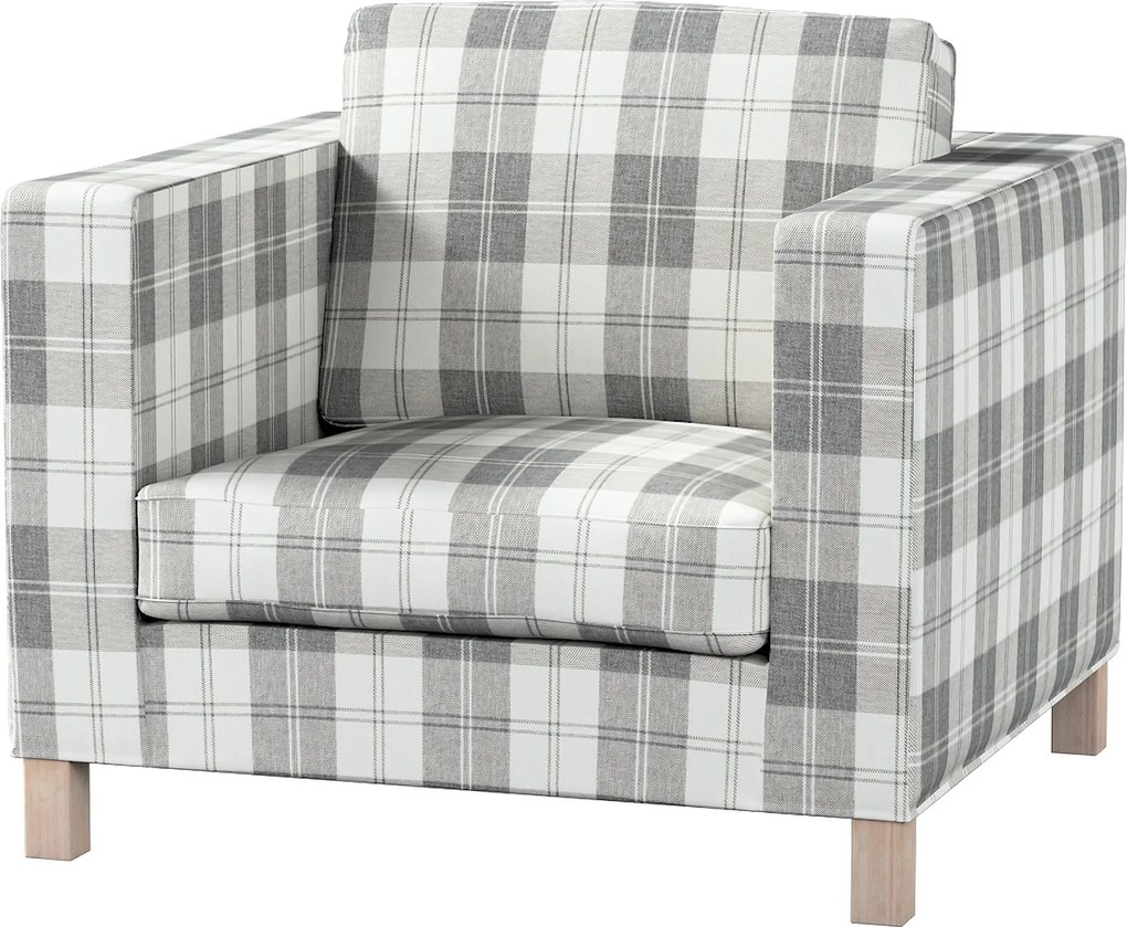 Potah na křesko IKEA Karlanda, krátký barva šedá látka pletený vzor, vzorované