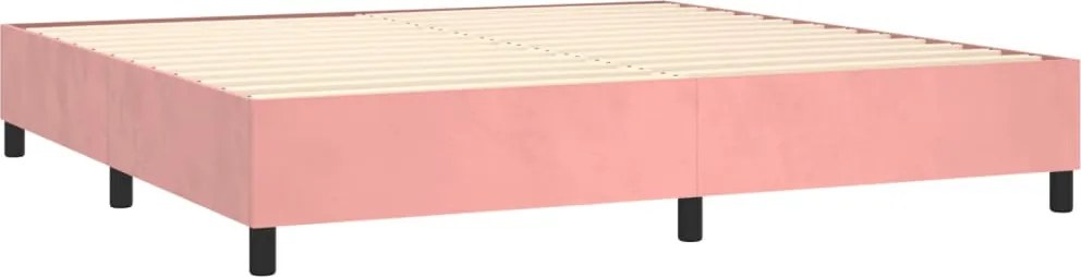 Box spring postel s matrací a LED růžová 200x200 cm samet 3136208