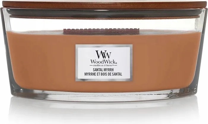 WoodWick vonná svíčka s dřevěným knotem Elipsa Santal Myrrh 453,6 g