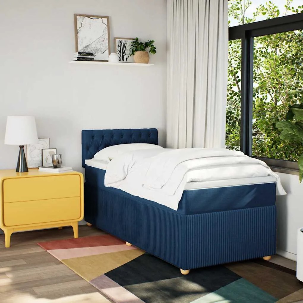 Box spring postel s matrací modrá 80x200 cm textil 3289596