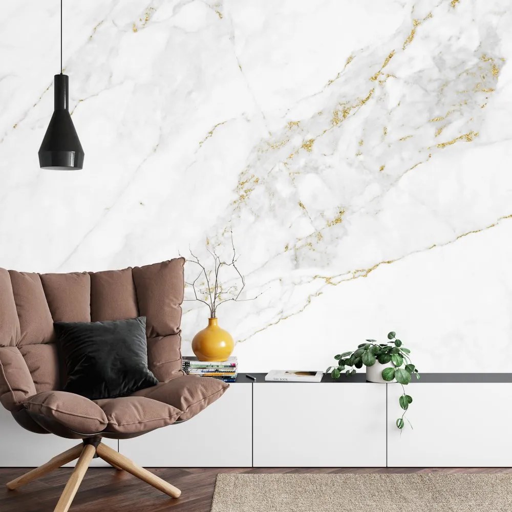 Fototapeta White Gold Marble Texture Pattern Background With High Resolution Design For Cover Book Or Brochure, Poster, Wallpaper Background Or Realistic Business Hladký vinyl 416x254