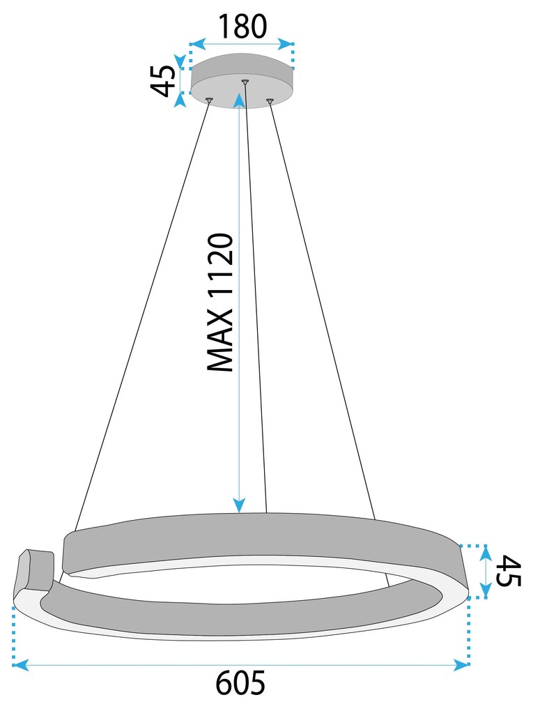 Toolight Toolight, LED stropní osvětlení 60cm, 60W, 3000K, LHJ053-CP1 C, zlatá matná, OSW-50027