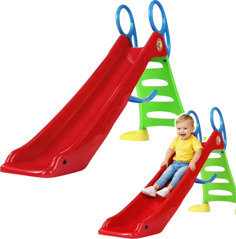 Dorex Velká zahradní skluzavka pro děti s žebříkem, červená, 200 cm, 2285