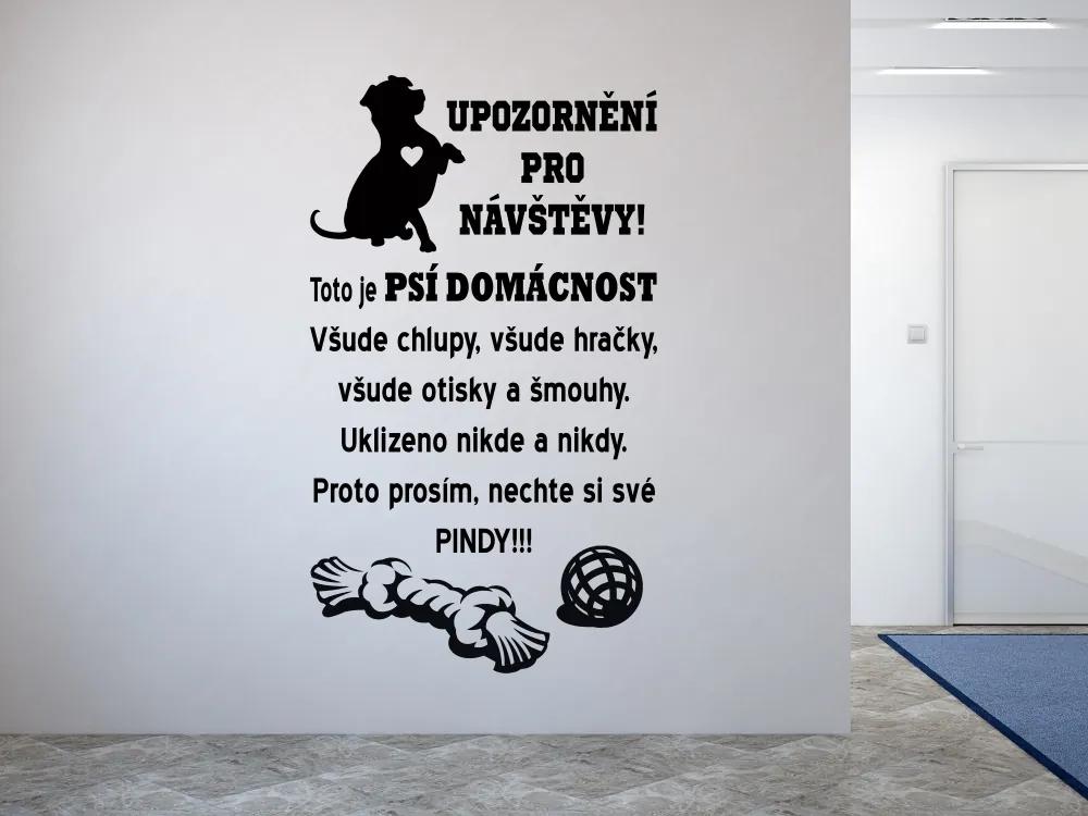 Pozor - Psí domácnost - Samolepka na zeď (100x57cm) - Rawe.cz