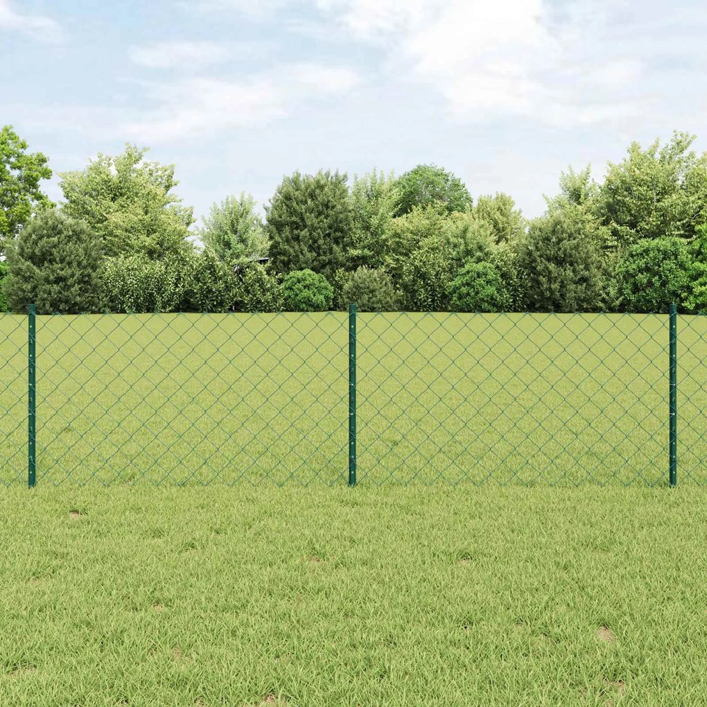 Plot s řetězovým odkazem a sloupkem 10 x 0,6 m Zelená Síťovina 3336238