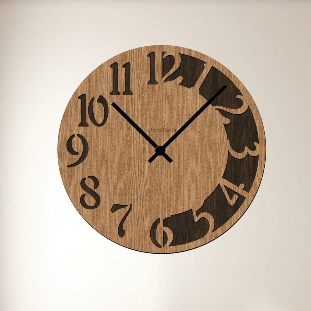 dřevo života Nástěnné hodiny CLOCK Zvolte barvu dekoru: Třešeň, Zvolte velikost hodin (cm): 60x60, Barva ručiček: Černé