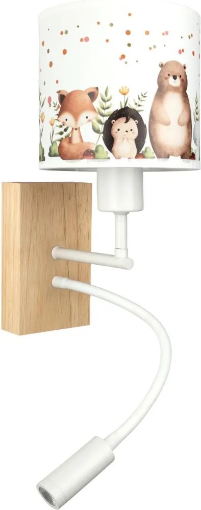 Brilagi - LED Flex. lampa BOBO WOOD 1xE27/25W/230V + LED/3W dub/bílá/zvířátka