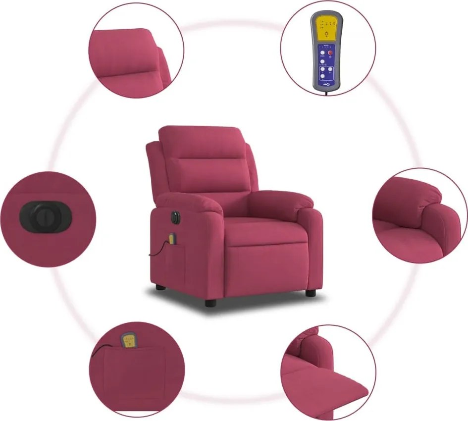 vidaXL Elektrické masážní polohovací křeslo samet [3205081] Barva: světle zelená