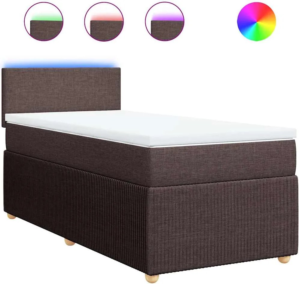 Box spring postel s matrací tmavě hnědá 90x200 cm textil 3289635