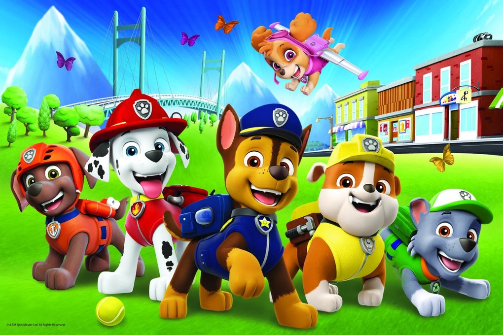 Trefl Puzzle Paw Patrol/Tlapková patrola v trávě 33x22cm 60 dílků v krabici 21x14x4cm