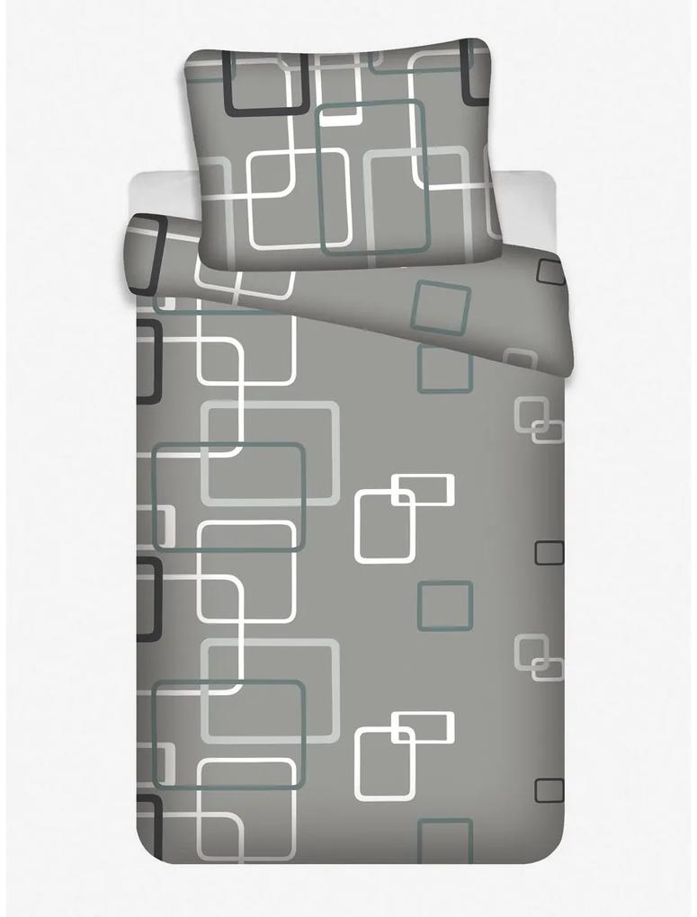 Jerry Fabrics Bavlněné povlečení Kostky šedá, 140 x 200 cm, 70 x 90 cm