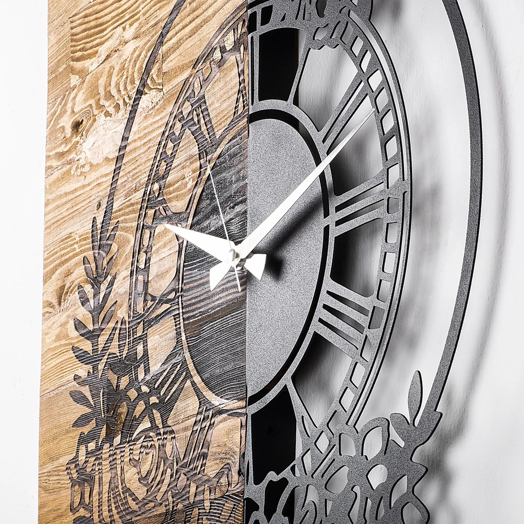 ASIR Nástěnné hodiny KVĚTY kov dřevo 58 cm