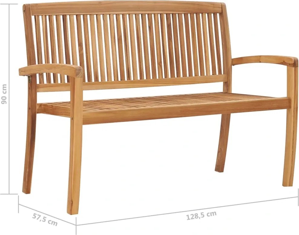 vidaXL Marketos Stohovatelná zahradní lavice s poduškou 128,5 cm masivní teak