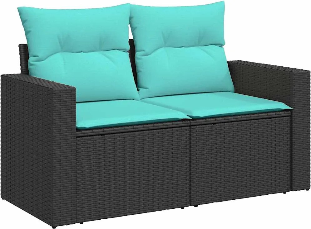 6dílná zahradní sedací souprava s poduškami černá polyratan 3325423