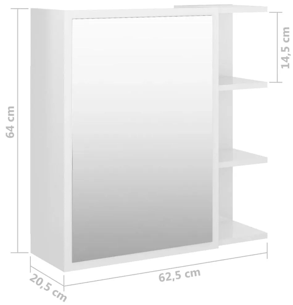 Petromila Zrcadlová skříňka bílá vysoký lesk 62,5x20,5x64 cm dřevotříska