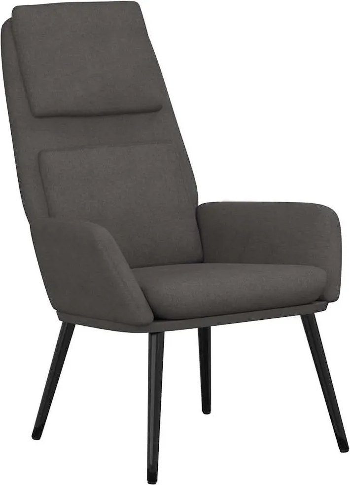 Relaxační křeslo se stoličkou tmavě šedé textil 3097769
