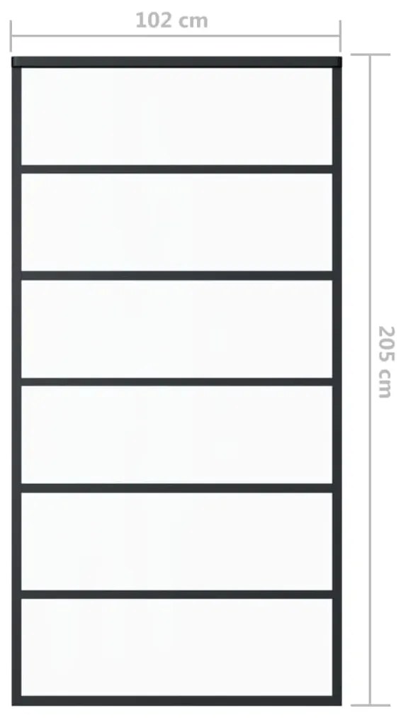 vidaXL Posuvné dveře ESG sklo a hliník 102 x 205 cm černé