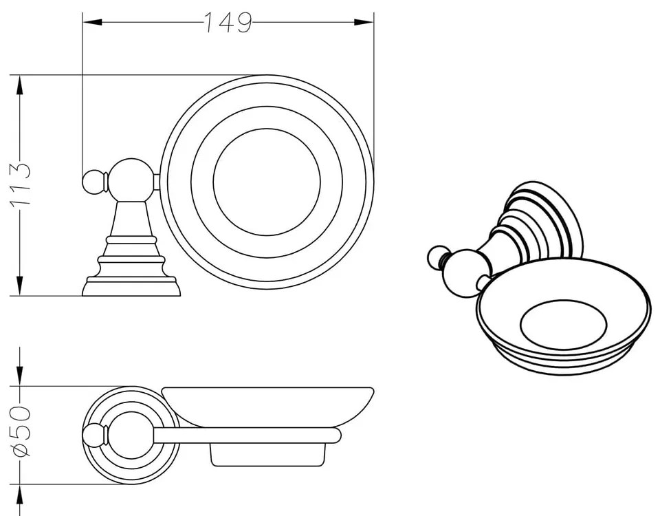 Nástěnná mosazná mýdlenka Sapho Diamond