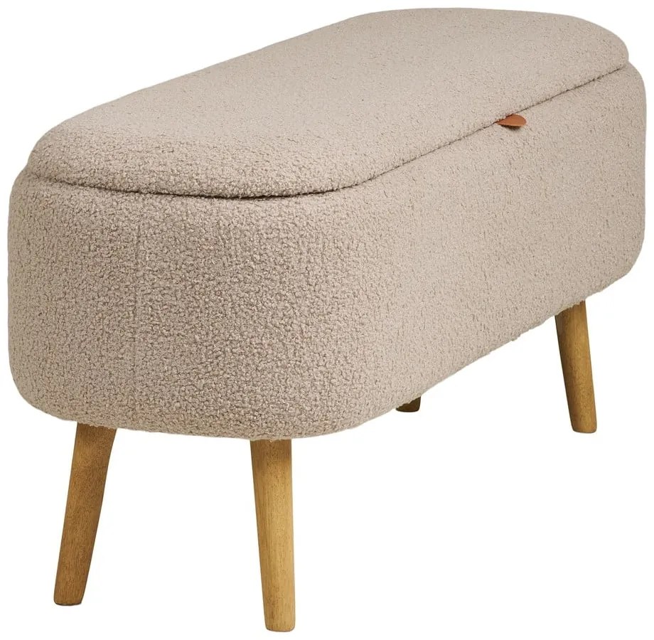 Béžová lavice z textilie bouclé Harlow – House Nordic