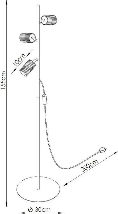 Černá hliníková stojací lampa s ohybatelnou konstrukcí (výška 155 cm) Gleam – Sollux