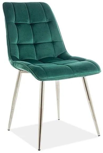 Jídelní židle Chic Velvet I, zelená / stříbrná
