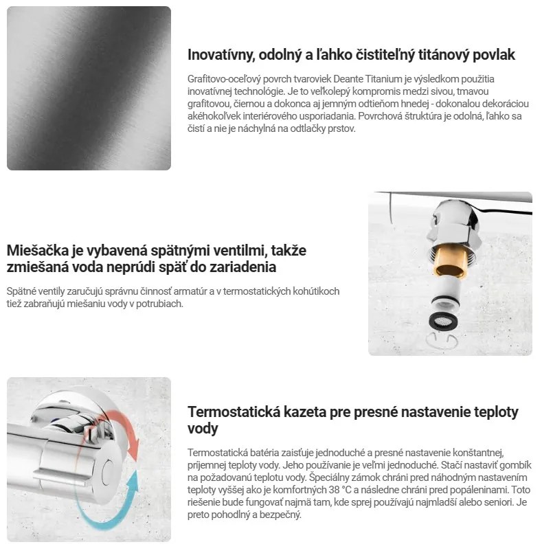 Deante Cascada, nástěnná vanová baterie s otočnou výlevkou, titanová, DEA-BCH_D1BT