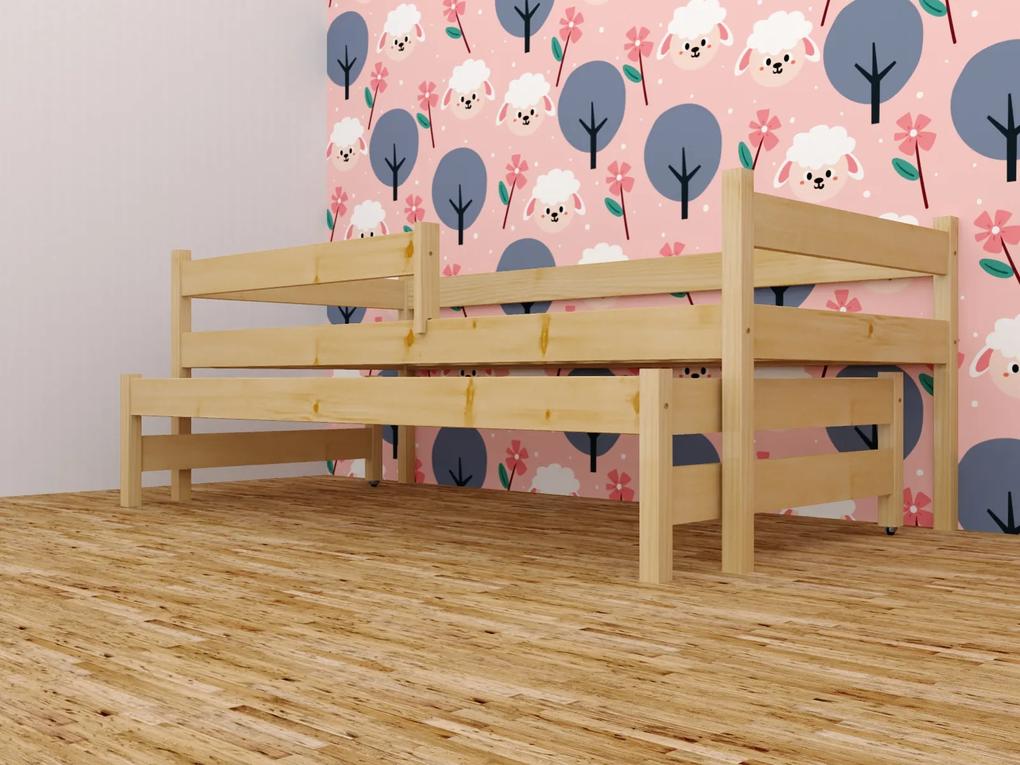 Vomaks Dětská postel s výsuvnou přistýlkou DPV 017 se zábranou Rozměr: 80 x 200 cm, Barva: barva bílá