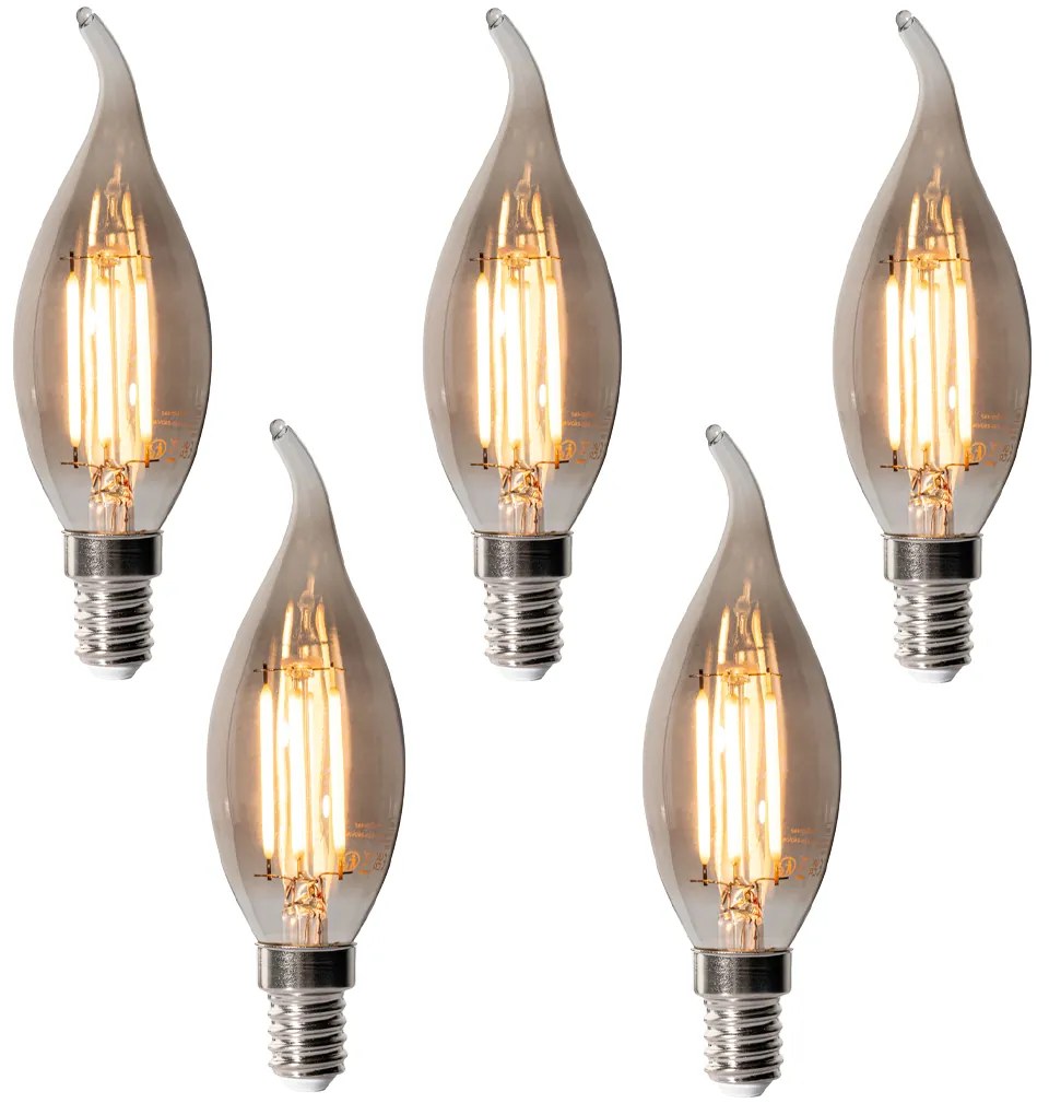 Sada 5 stmívatelných LED žárovek E14 BXS35 kouřových 4W 300 lm 2200K