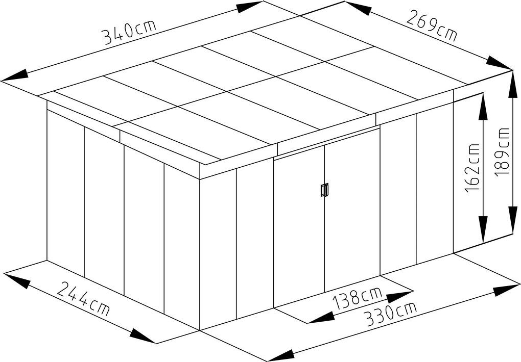 Zahradní domek G21 GRAH 915 - 340 x 269 cm, metalický šedý
