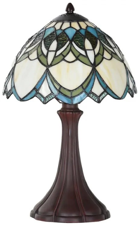 Stolní lampa Tiffany Ankje béžovo modrá – 25x42 cm