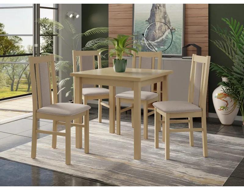 Jídelní stůl se 4 židlemi - AL27, Barva dřeva: bílá-L, Potah: Zetta 300