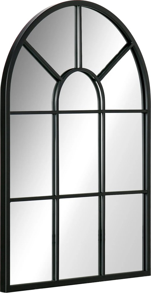 HOMCOM nástěnné zrcadlo okenní zrcadlo 70 x 50 cm dekorativní s kovovým rámem, závěsné zrcadlo do obývacího pokoje ložnice v černé barvě | Aosom.de