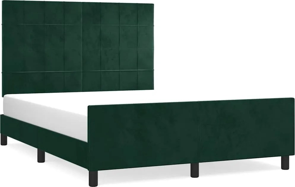 Rám postele bez matrace tmavě zelená 140 x 190 cm samet 3125754