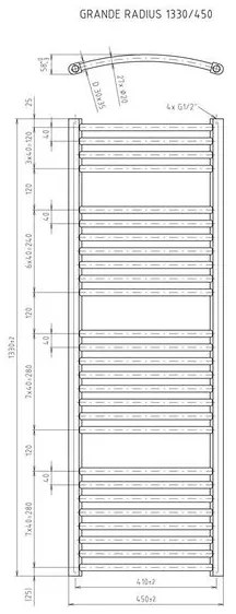 EBS Grande G45133OEW Radiátor elektrický, 45x133cm, bílá