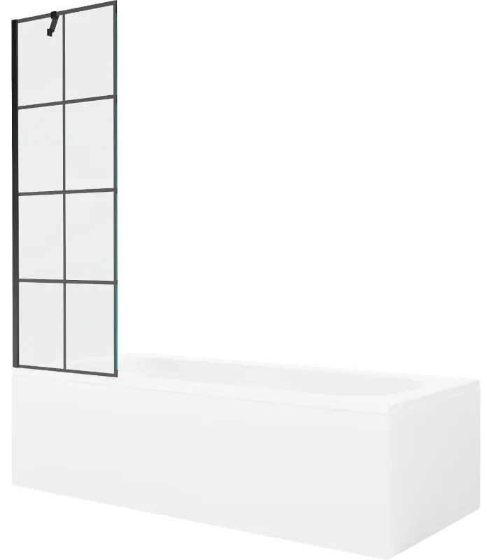 Mexen Vega obdélníková vana 150 x 70 cm s pláštěm 1-křídlovou zástěnou 60 cm, Černý vzor - 550115070X9506007077