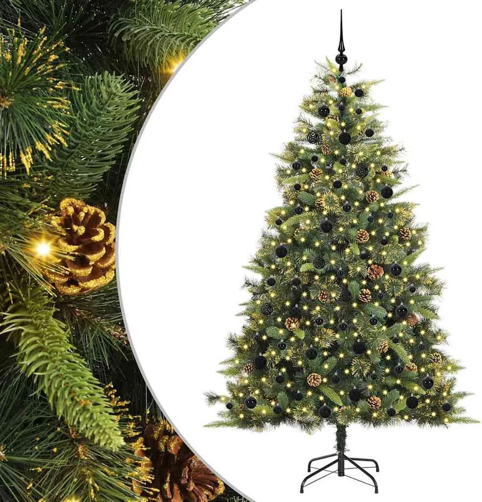Umělý sklopný vánoční stromeček s kužely Zelená 210 cm 3395099