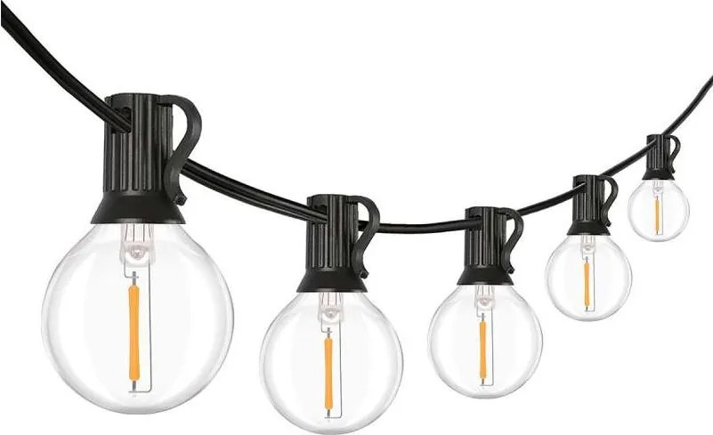 LED venkovní světelný řetěz WO794-1, 15 + 5 m, černá