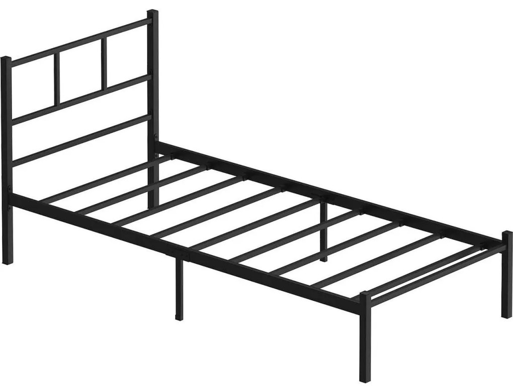 Kovová jednolůžková postel ROVAN 90x200 cm černá nosnost 120 kg