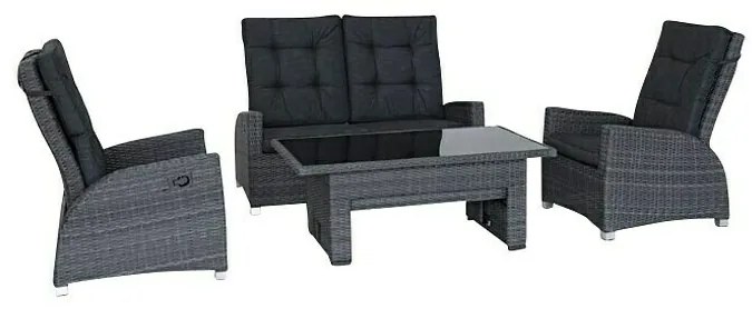 Sunfun Malaga XL Set lounge nábytku, 4 ks, polyratan, kov, sklo, antracit