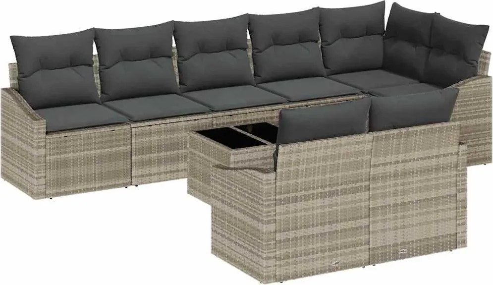 Set pohovek 9 ks Světle šedá polyratan 3346782