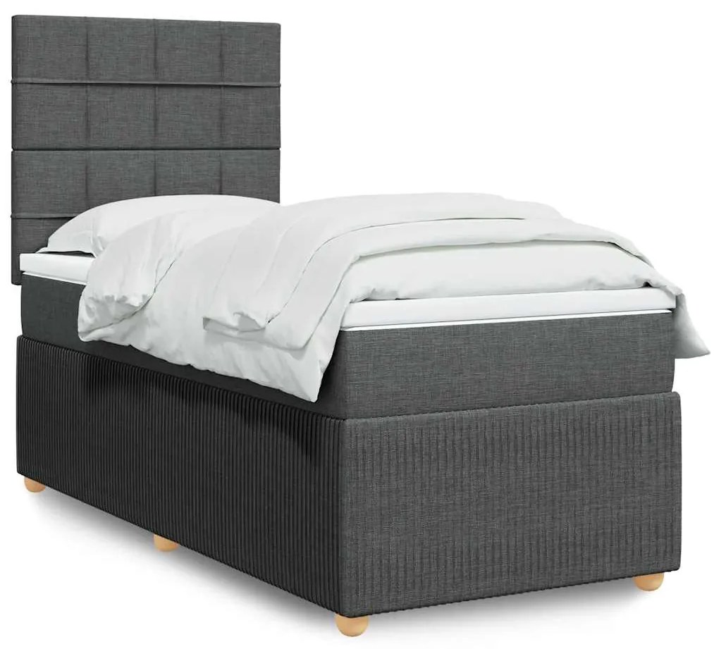 Box spring postel s matrací tmavě šedá 90x200 cm textil 3291940