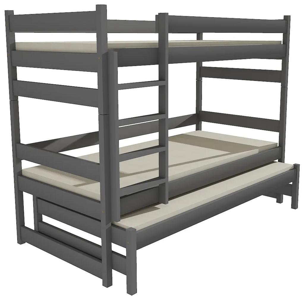 Patrová postel s výsuvnou přistýlkou PPV 018 90 x 190 cm - šedá