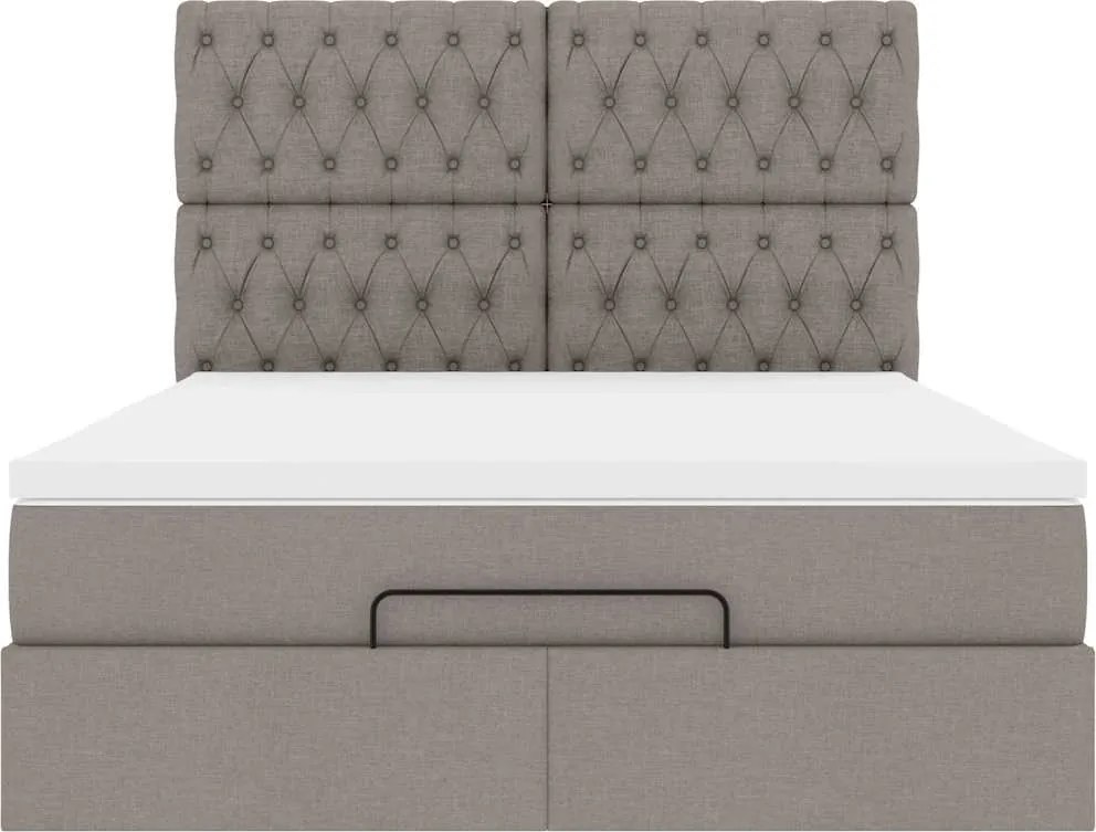 Osmanský rám postele s matrací taupe 140x190cm textil 3313241
