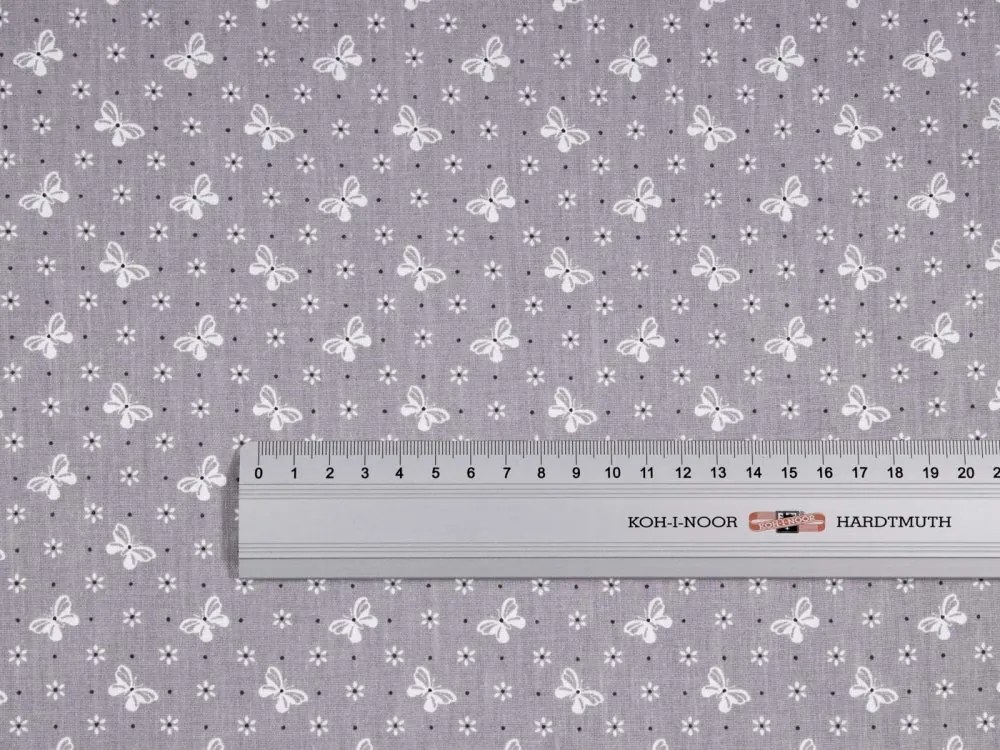 Biante Bavlněný povlak na polštář Sandra SA-010 Motýlci na šedém 50 x 50 cm