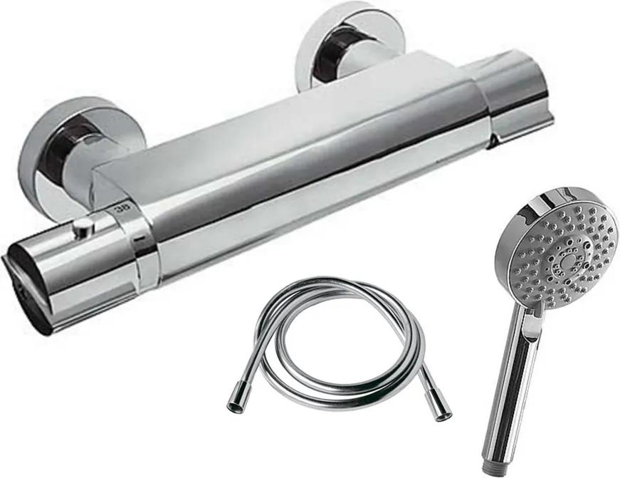 Termostatická sprchová baterie LEX/ALPLUS(Ruční masážní sprcha O 100 mm. (5  funkcí). s nastavitelným držákem. Flexi had (1811649) Tres | BIANO