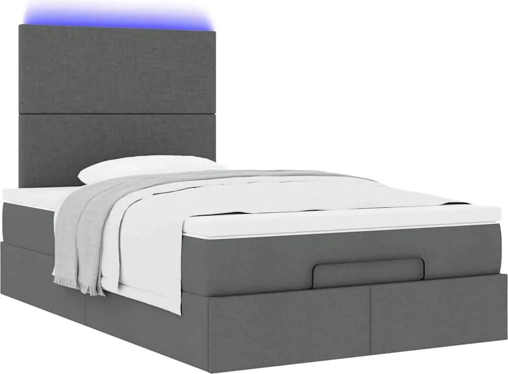 Osmanský rám postele s matrací tmavě šedá 120x200cm textil 3313914