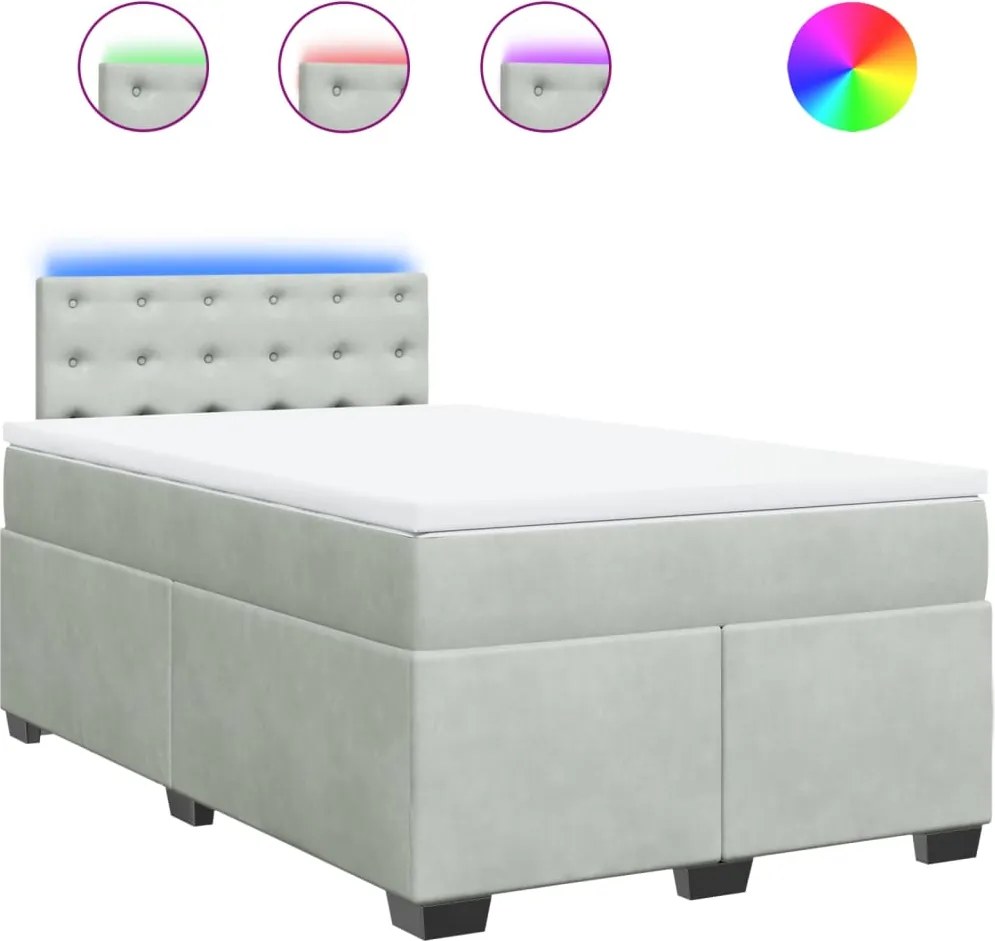 Box spring postel s matrací světle šedá 120 x 200 cm samet 3288594