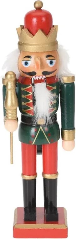 Louskáček v červeno-zeleném se žezlem 25 cm