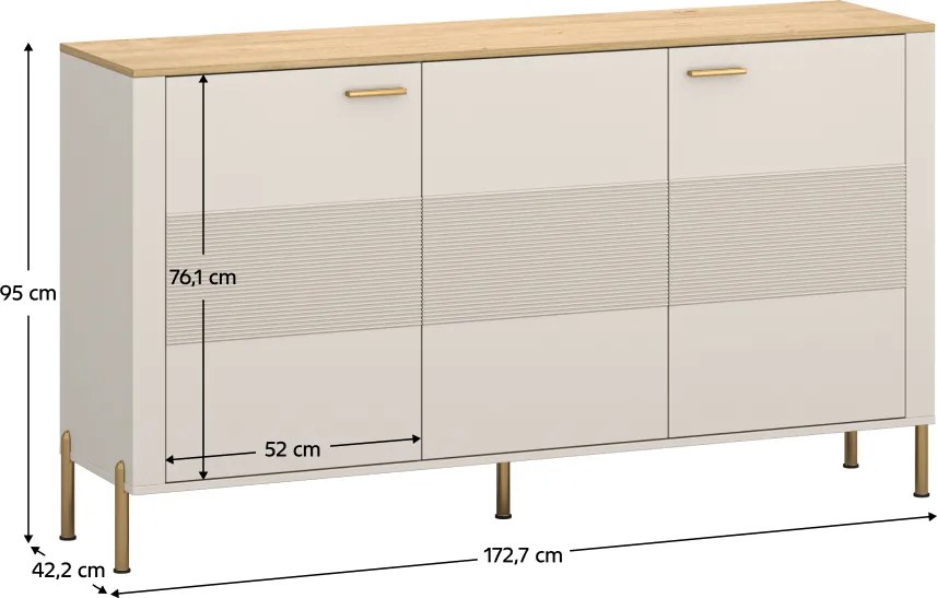 Kondela Komoda, kašmír/dub kamenný, RUNOL 3D